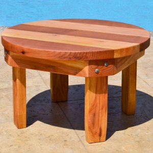 Multi Colored Round Small Wood Side Table | Forever Redwood