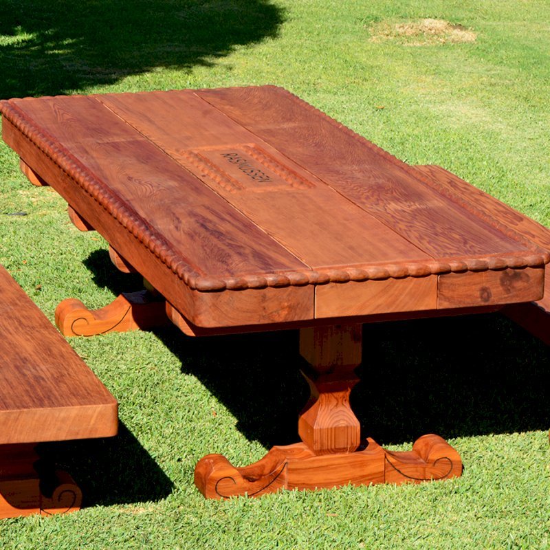 Outdoor Redwood Dining Table, Custom Made to Order Tables