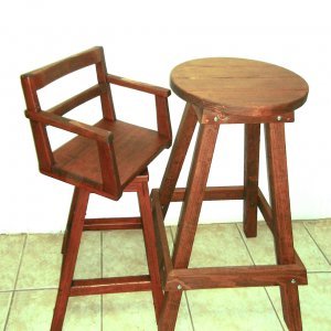 Redwood Captain's Chair Bar Stool, Wooden Bar Stools