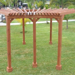 Corner Pergola: Fan Shaped Wood Pergola Kit for Sale