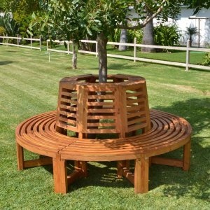 Outdoor Wood Tree Bench | Forever Redwood