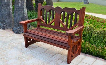 Outdoor Redwood Heart Bench | Forever Redwood