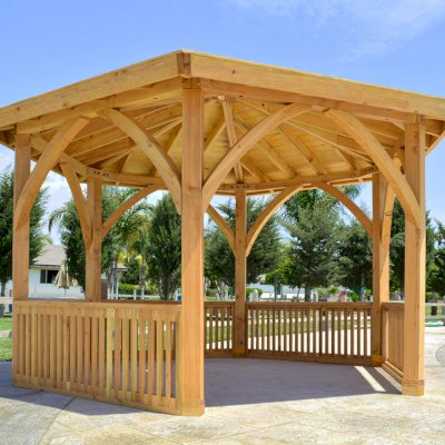 Hexagonal Park Pavilion: Custom Made Outdoor Wood Pavilion Kits