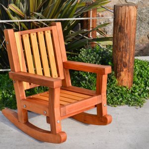 Kids Wooden Rocking Chair, Sturdy Redwood Kids Chair