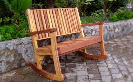 Massive Wooden Rocking Bench, Outdoor Wood Rocking Bench