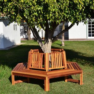 Memorial Natural Redwood Tree Bench, Custom Redwood Seating