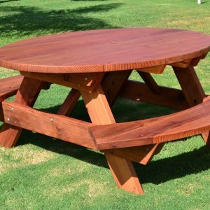 Oval Picnic Table: Custom Oval Shaped Wood Picnic Table