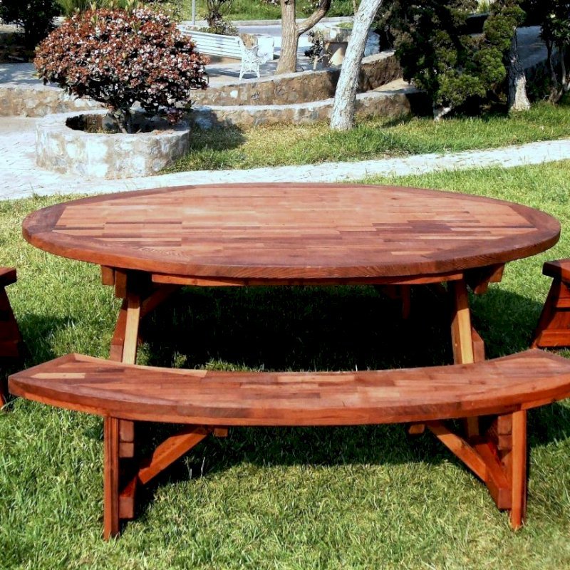 Oval Picnic Table: Custom Oval Shaped Wood Picnic Table