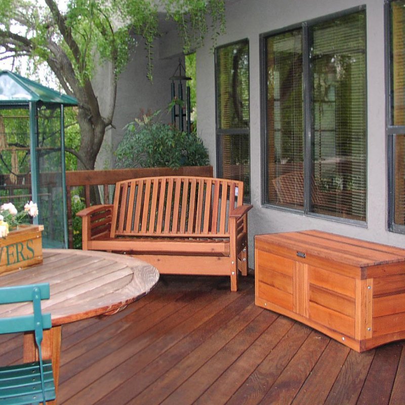 Reclining Redwood Loveseat, Custom Outdoor Wood Recliners