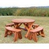 Round Wood Picnic Table with Wheels | Forever Redwood