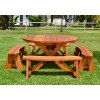 Round Wood Picnic Table with Wheels | Forever Redwood