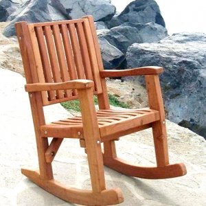 Redwood Outdoor Rocker, Hand-crafted Wooden Rocker