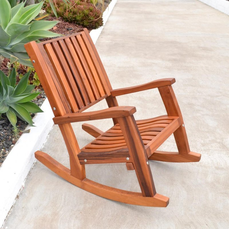 Redwood Outdoor Rocker, Hand-crafted Wooden Rocker