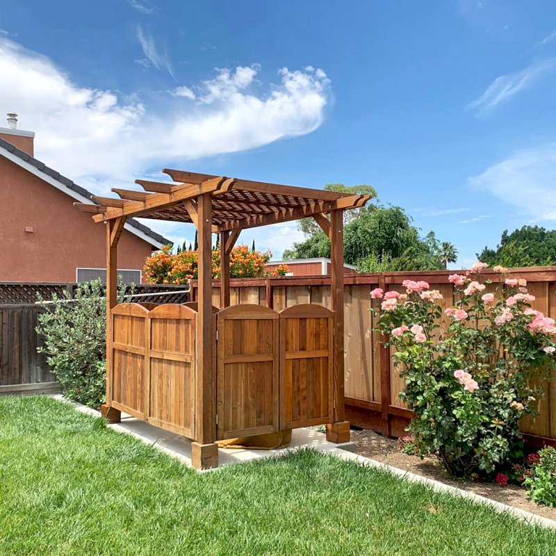 Small Lattice Pergola, Custom Made from Redwood