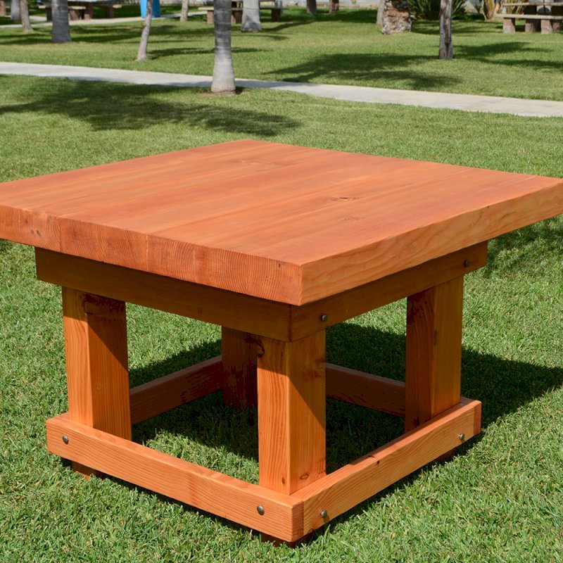 Heavy Duty Wood Workshop Table - Solid Redwood Table