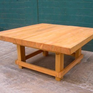 Heavy Duty Wood Workshop Table - Solid Redwood Table