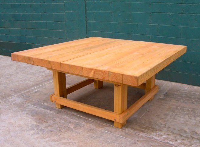 Heavy Duty Wood Workshop Table - Solid Redwood Table