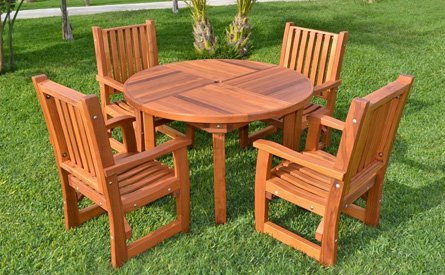 Round Wooden Card Table, Custom Redwood Tables for Sale