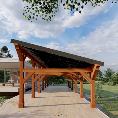 Solar Pergola, Custom Made from Redwood