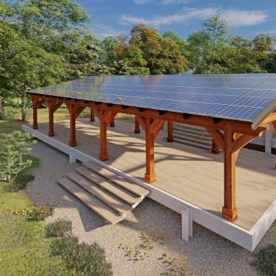 Solar Pergola, Custom Made from Redwood