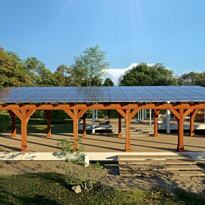 Solar Pergola, Custom Made from Redwood