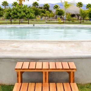 Redwood Spa Steps, Wooden Steps Made of Redwood