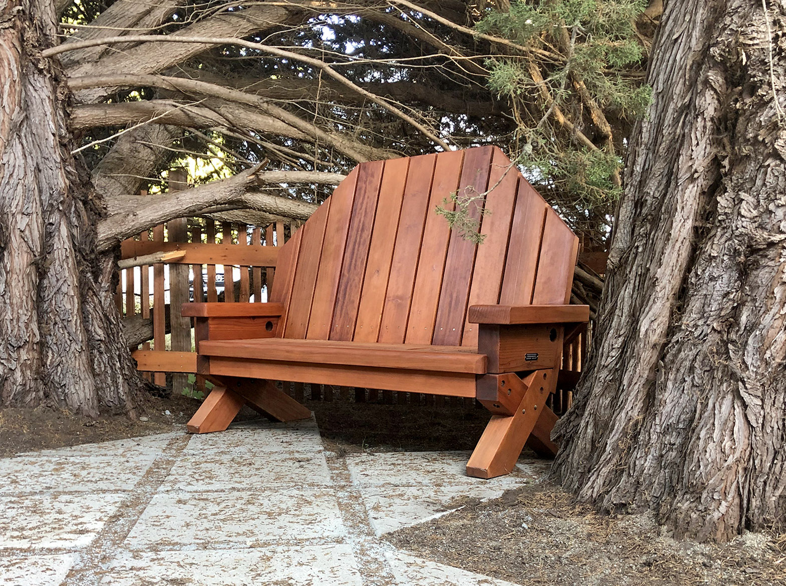 Outdoor Wooden Adirondack Loveseat Made from Redwood