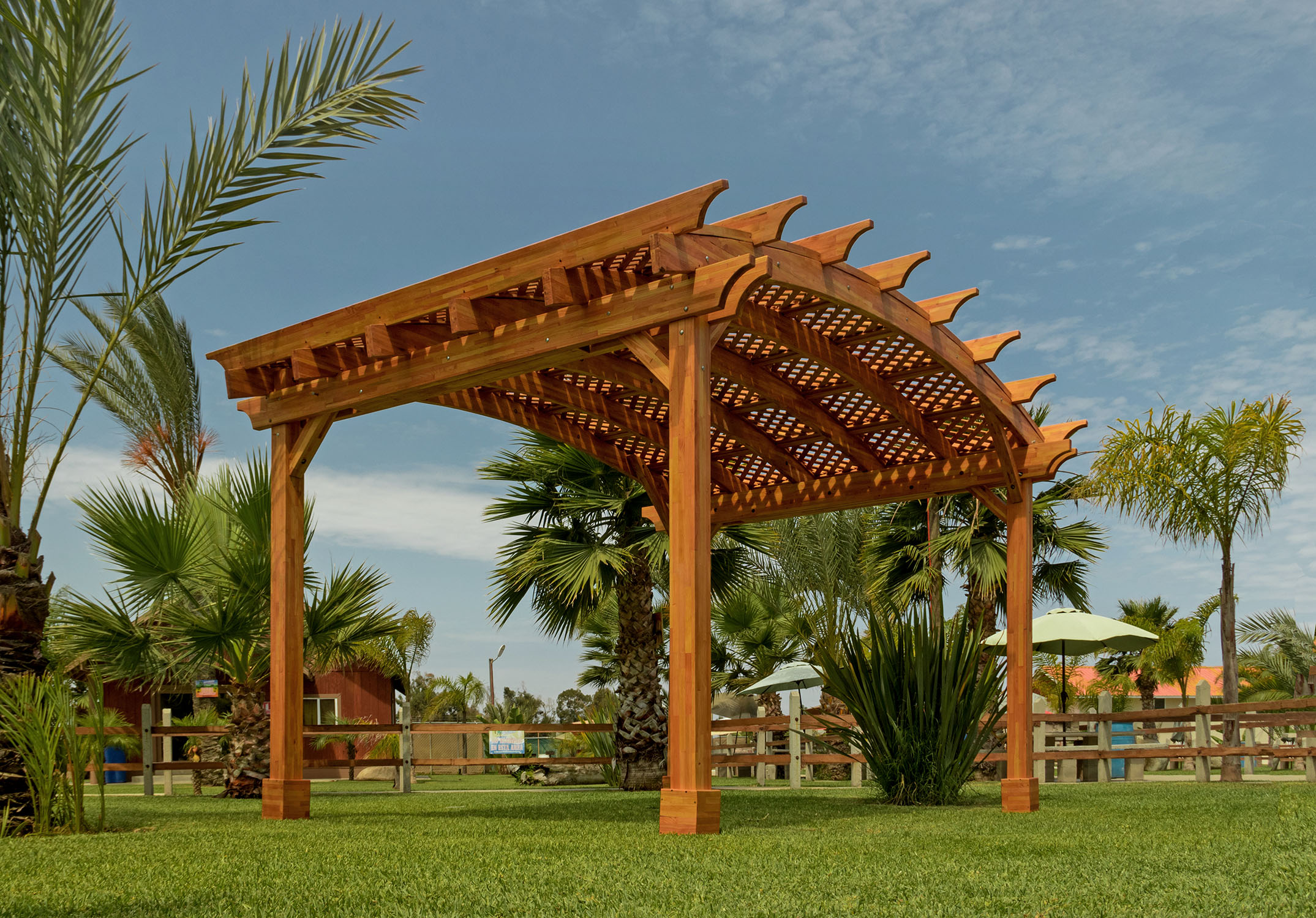 Arched Pergola Kits: Redwood Arched Garden Pergolas