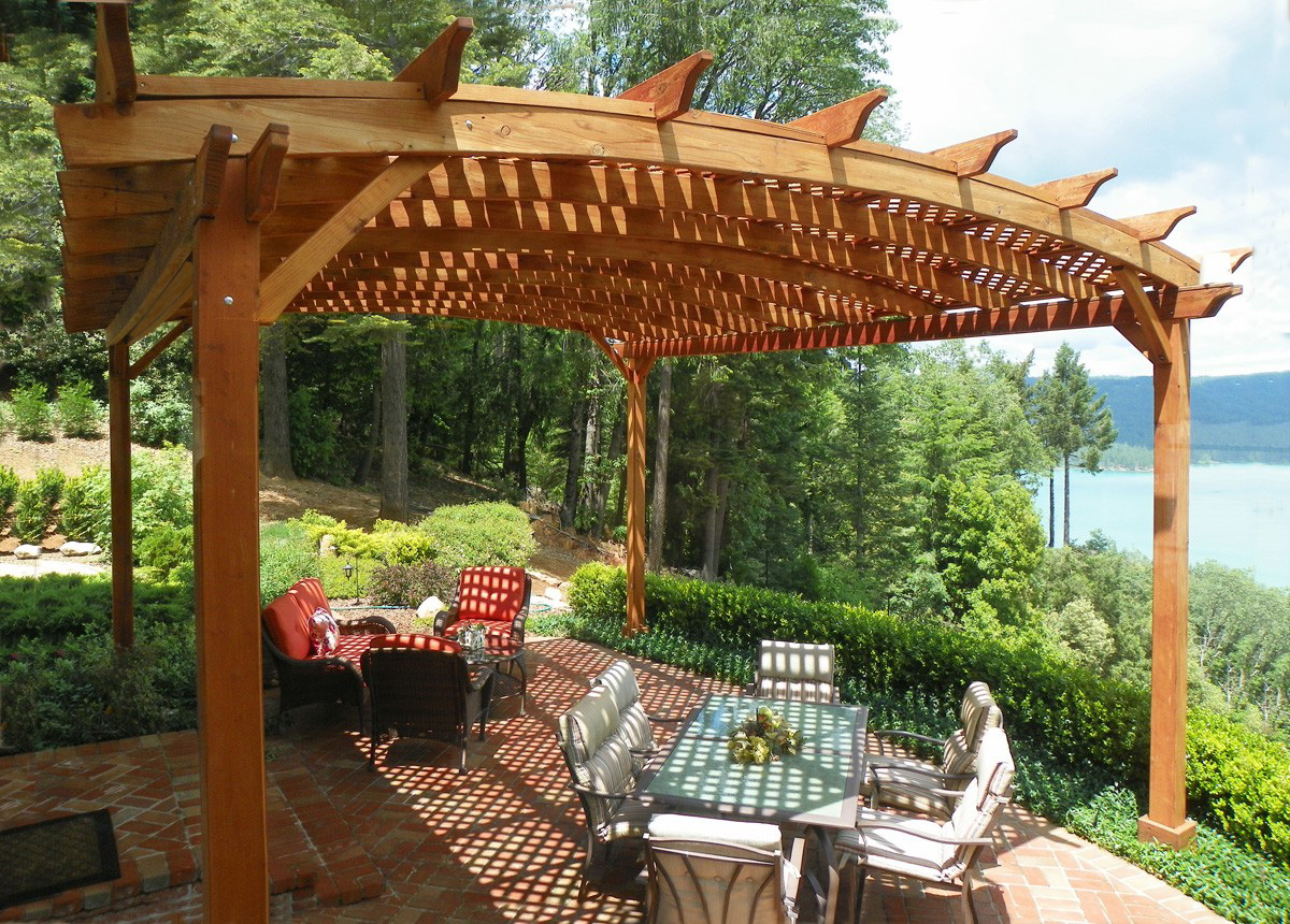 Arched Pergola Kits: Redwood Arched Garden Pergolas