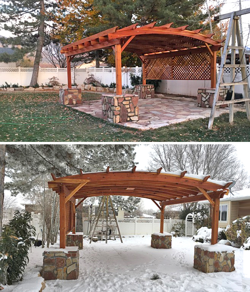 Arched Pergola Kits: Redwood Arched Garden Pergolas