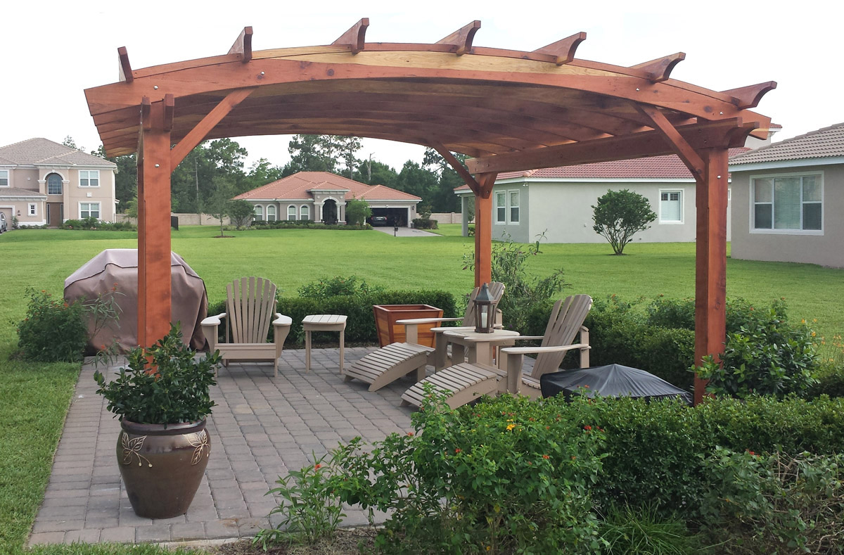 Arched Pergola Kits: Redwood Arched Garden Pergolas