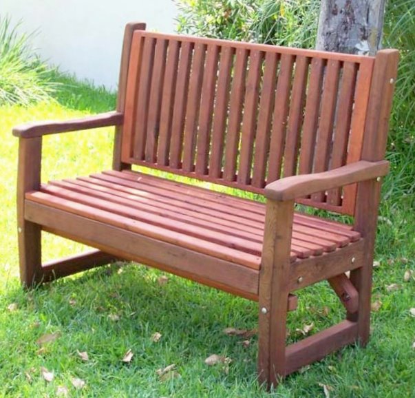 Handcrafted Wood Bench with Slats, Custom Redwood Seating