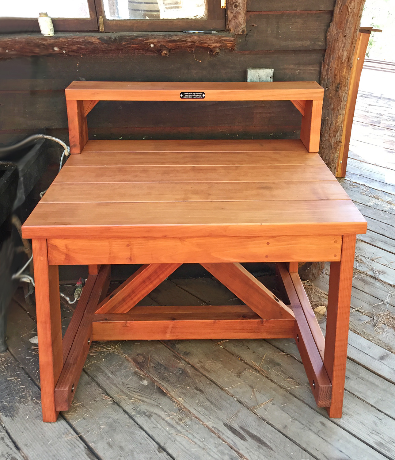 Redwood Potting Bench, Custom Outdoor Wood Bench