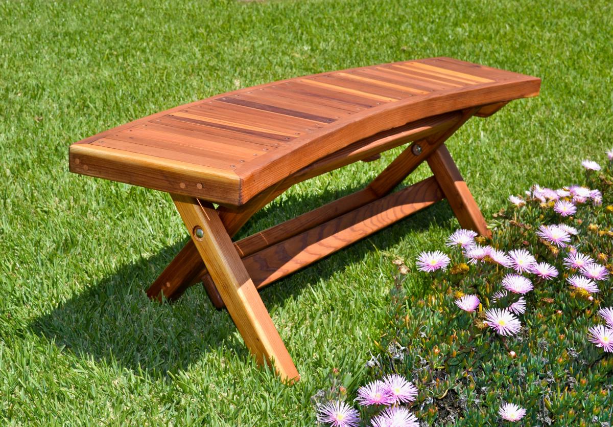 Portable Folding Arc Bench with Spinning Wood Locks