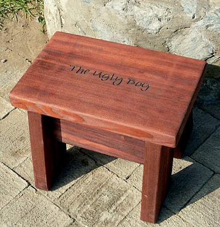 Redwood Foot Stool, Stable Stool with Flared-Leg Design