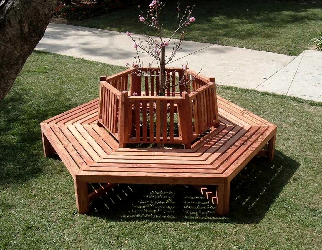 Memorial Natural Redwood Tree Bench, Custom Redwood Seating