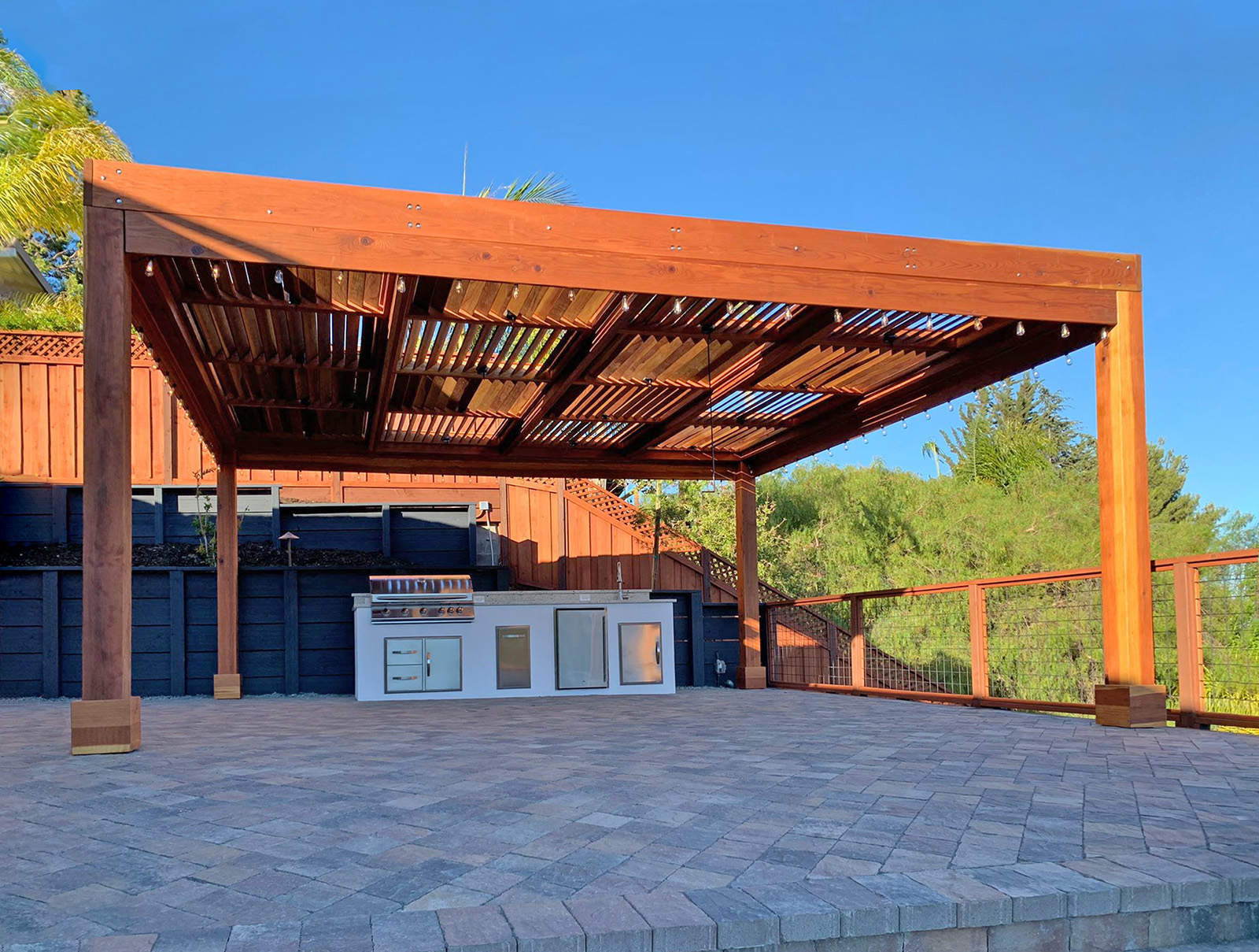 Modern Louvered Garden Pergolas, Custom Made from Redwood