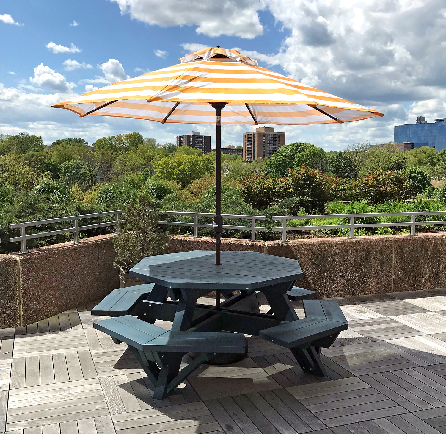 Octagon Picnic Table: Wood Picnic Table with Attached Bench