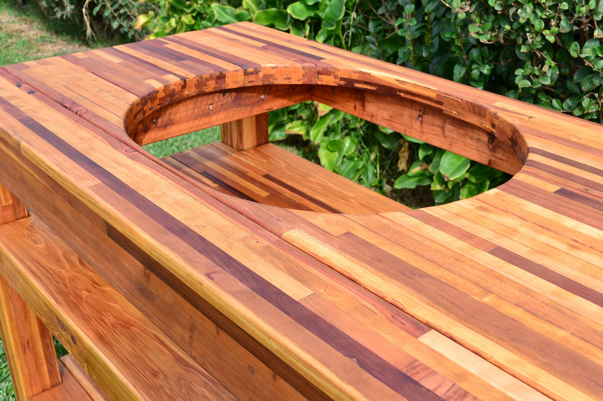 Outdoor Wood Table With Built-in Grill Storage | Forever Redwood