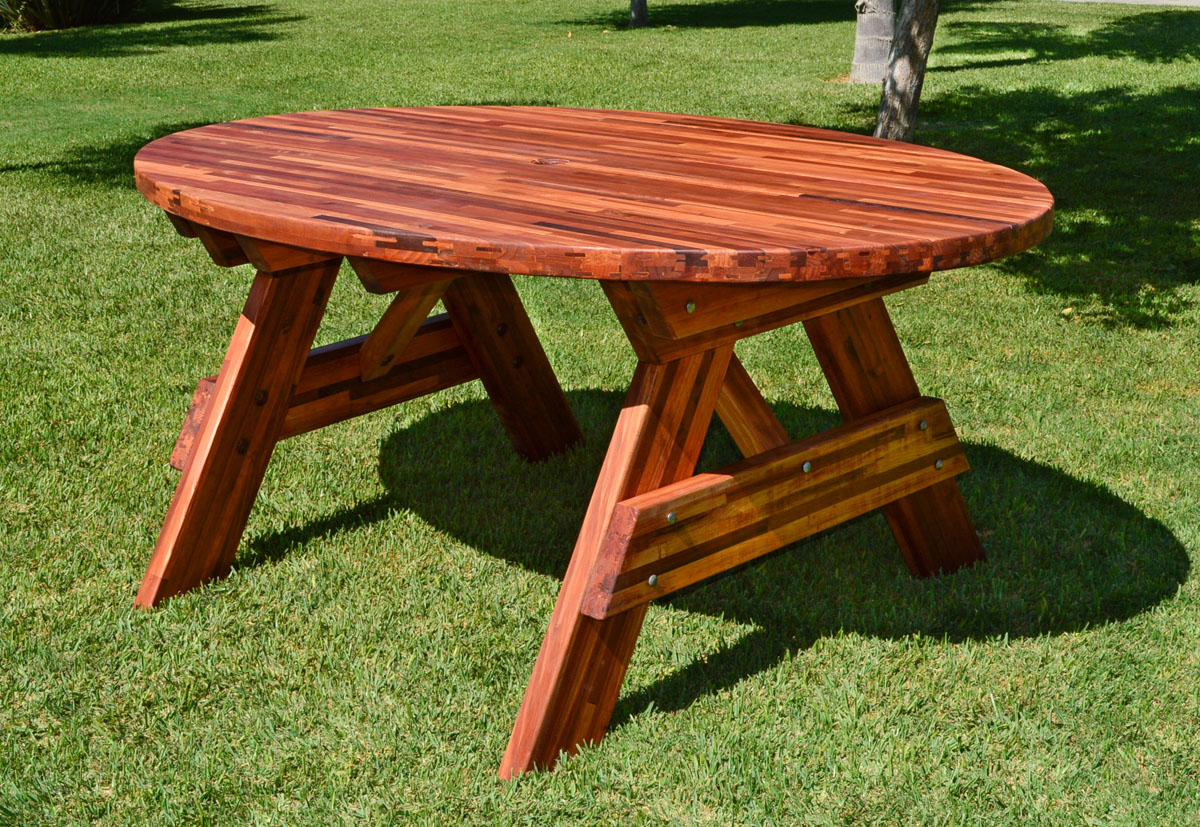 Oval Picnic Table: Custom Oval Shaped Wood Picnic Table