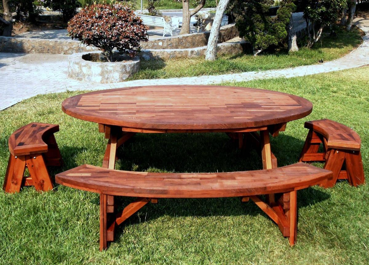 Oval Picnic Table: Custom Oval Shaped Wood Picnic Table