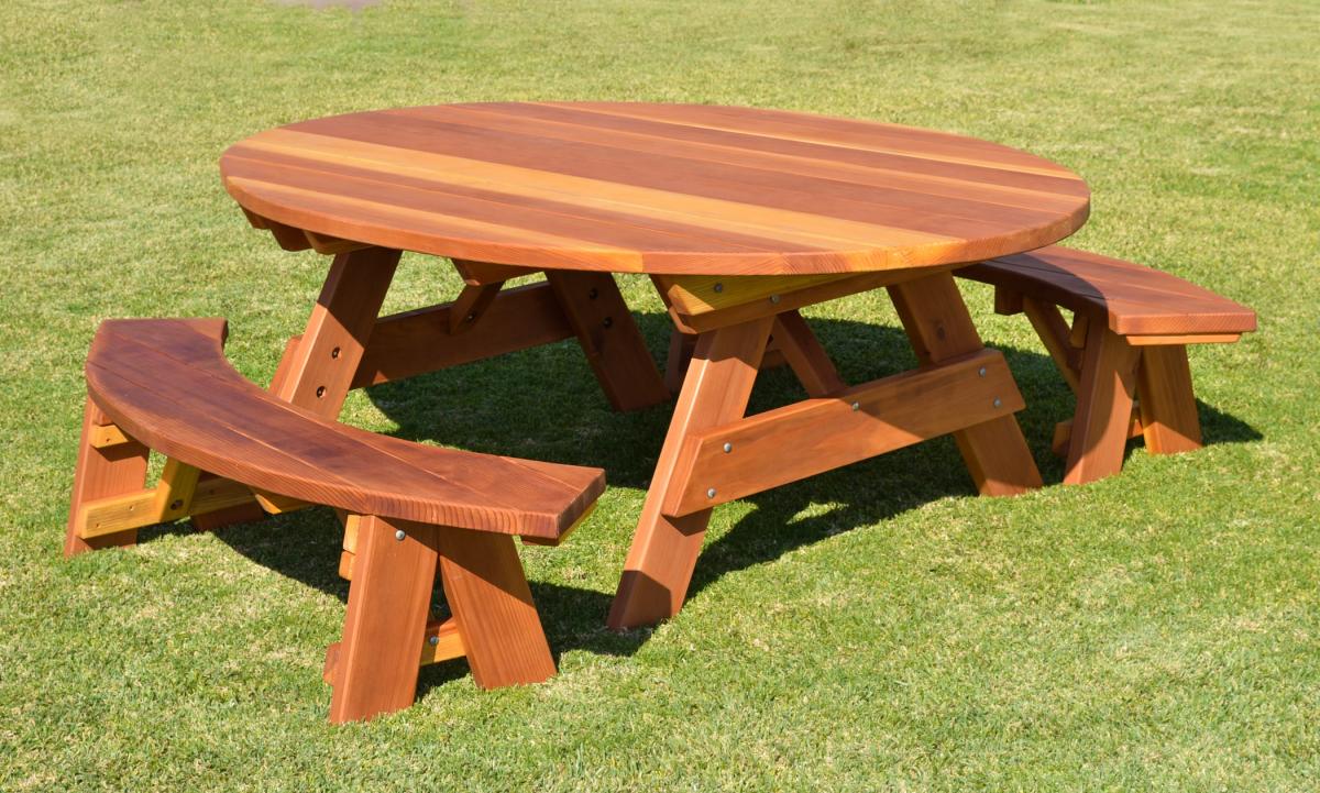 Oval Picnic Table: Custom Oval Shaped Wood Picnic Table