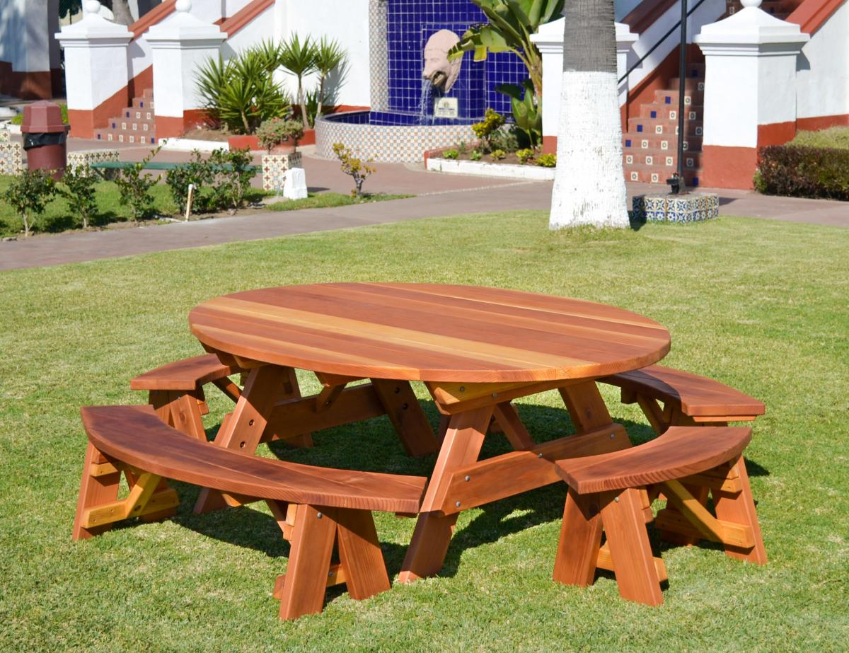 Oval Picnic Table: Custom Oval Shaped Wood Picnic Table