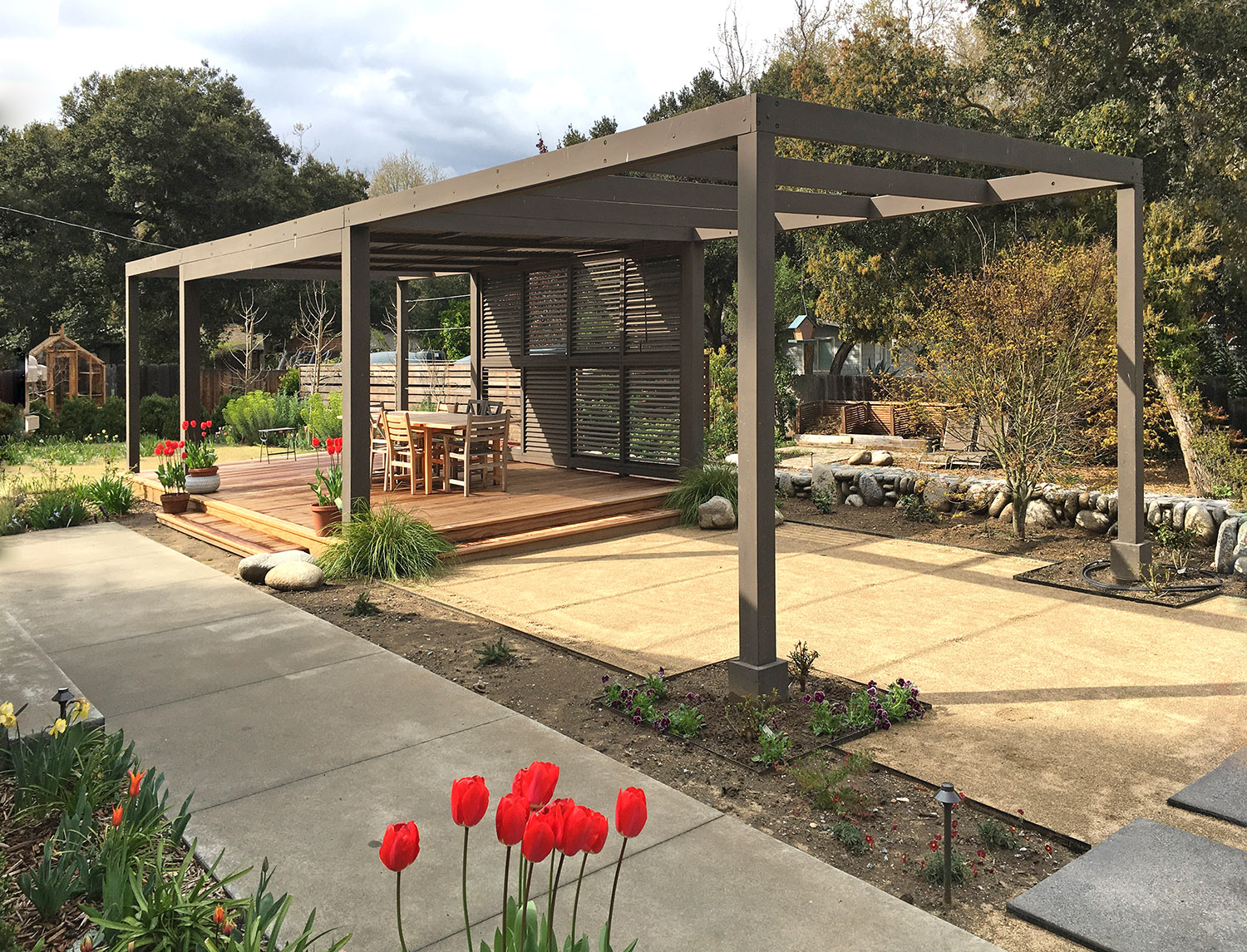 Retractable Shade Canopy Pergola Kit, Custom Made from Redwood
