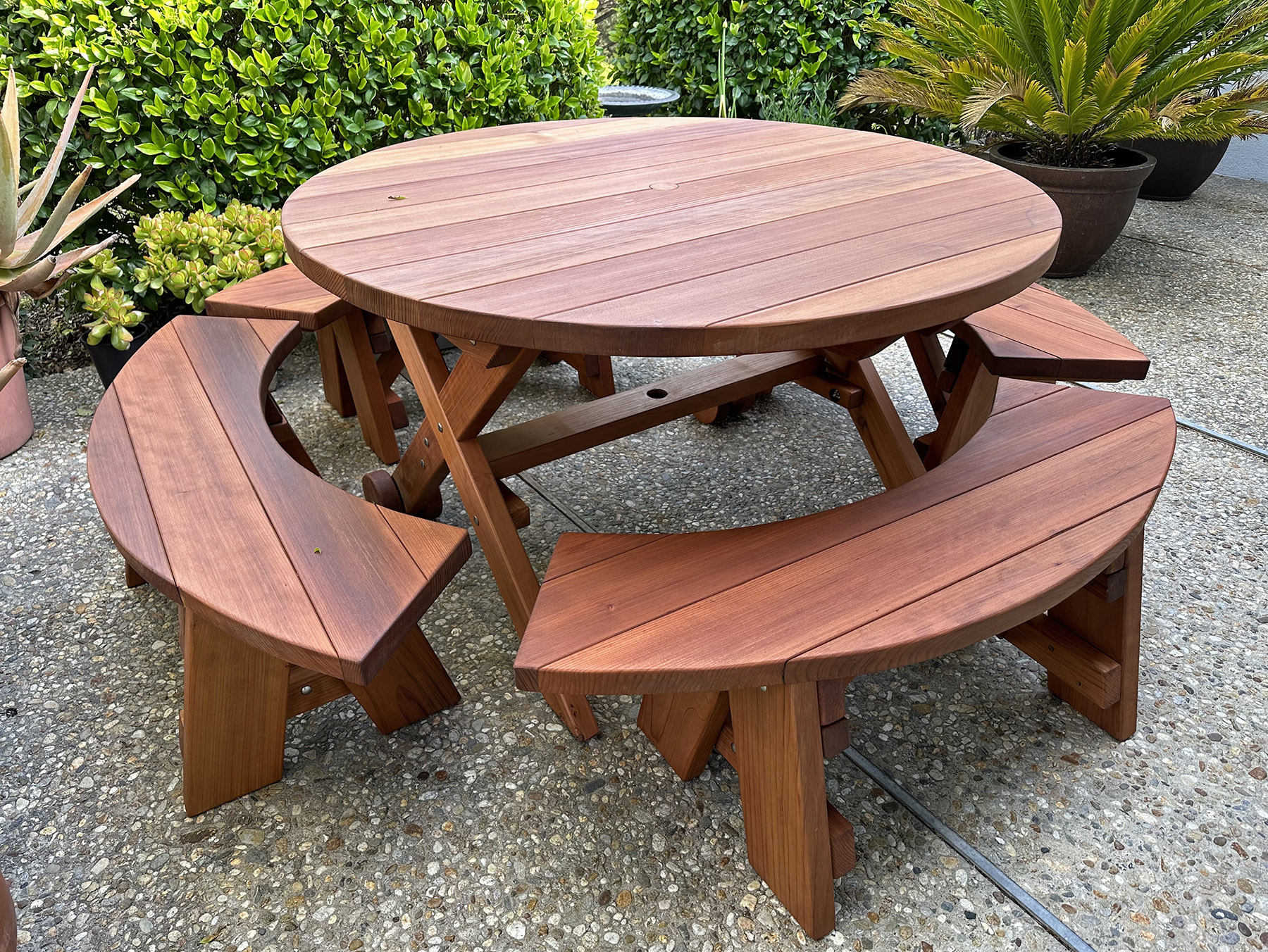 Round Wooden Picnic Tables