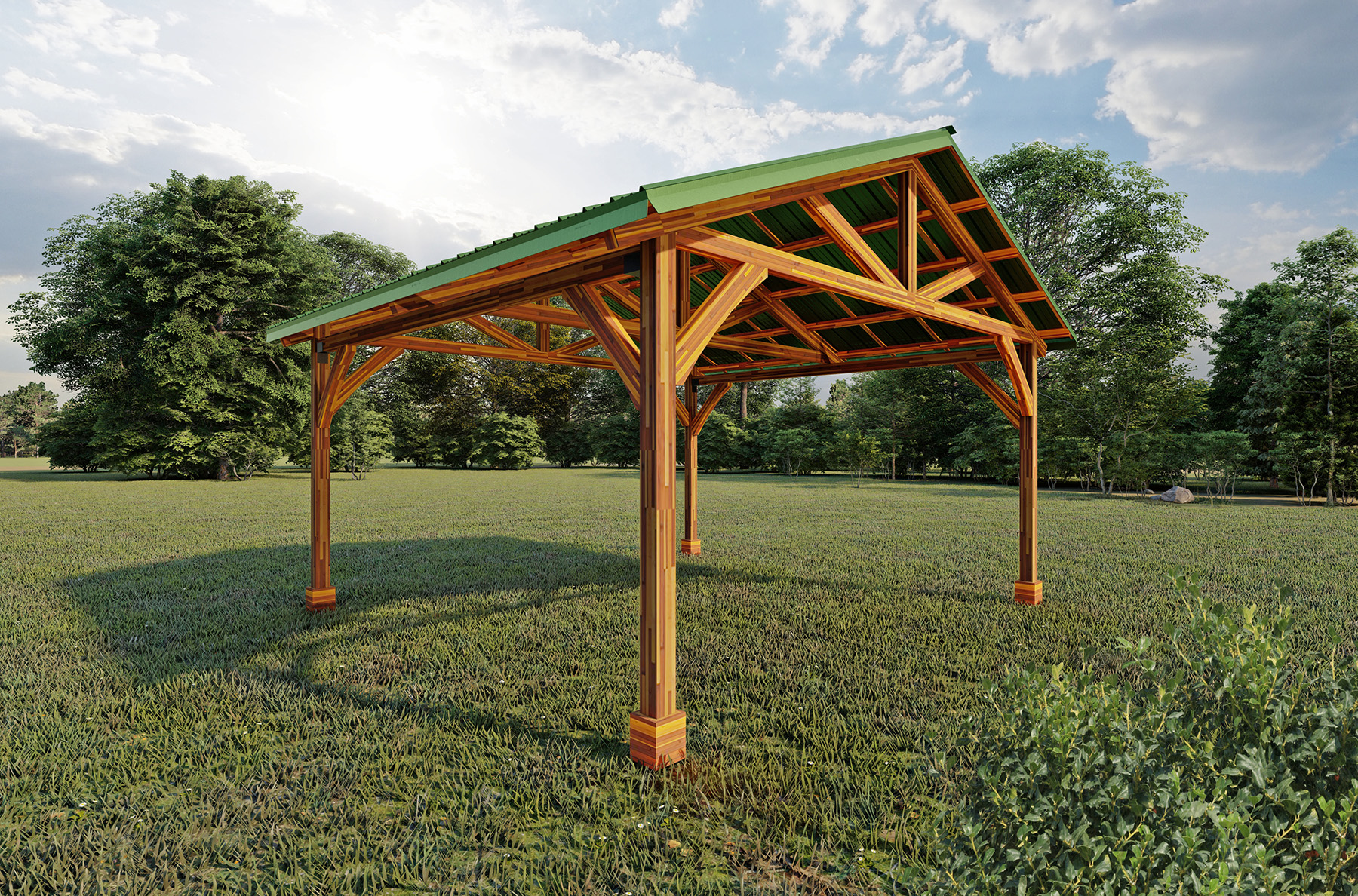 San Carlos Carport Pavilion: Redwood Pavilion Kit to Attach to House