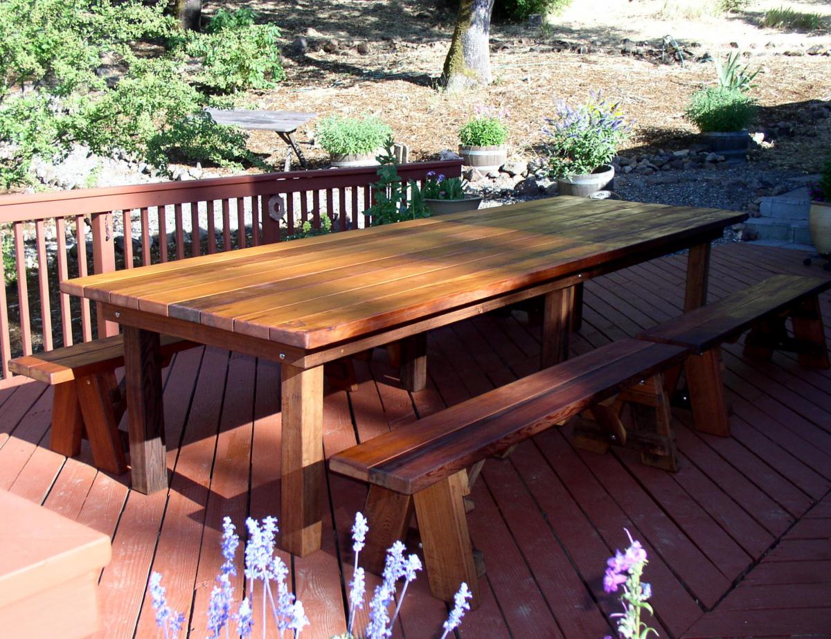 Redwood Patio Table: Custom Made Redwood Dining Tables
