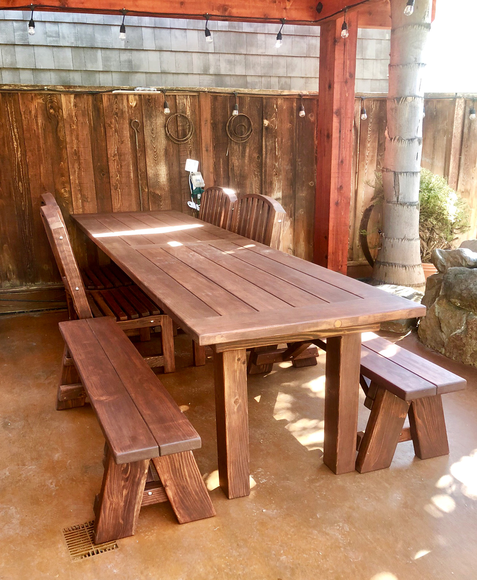 Redwood Patio Table: Custom Made Redwood Dining Tables