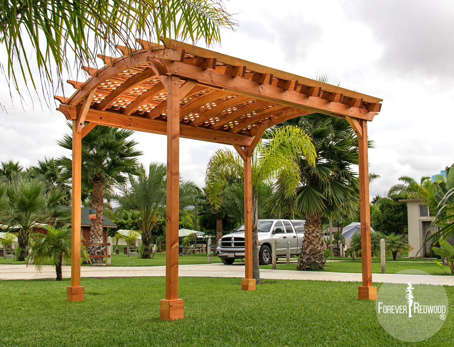 Small Arched Pergola Kits: Redwood Arched Garden Pergolas
