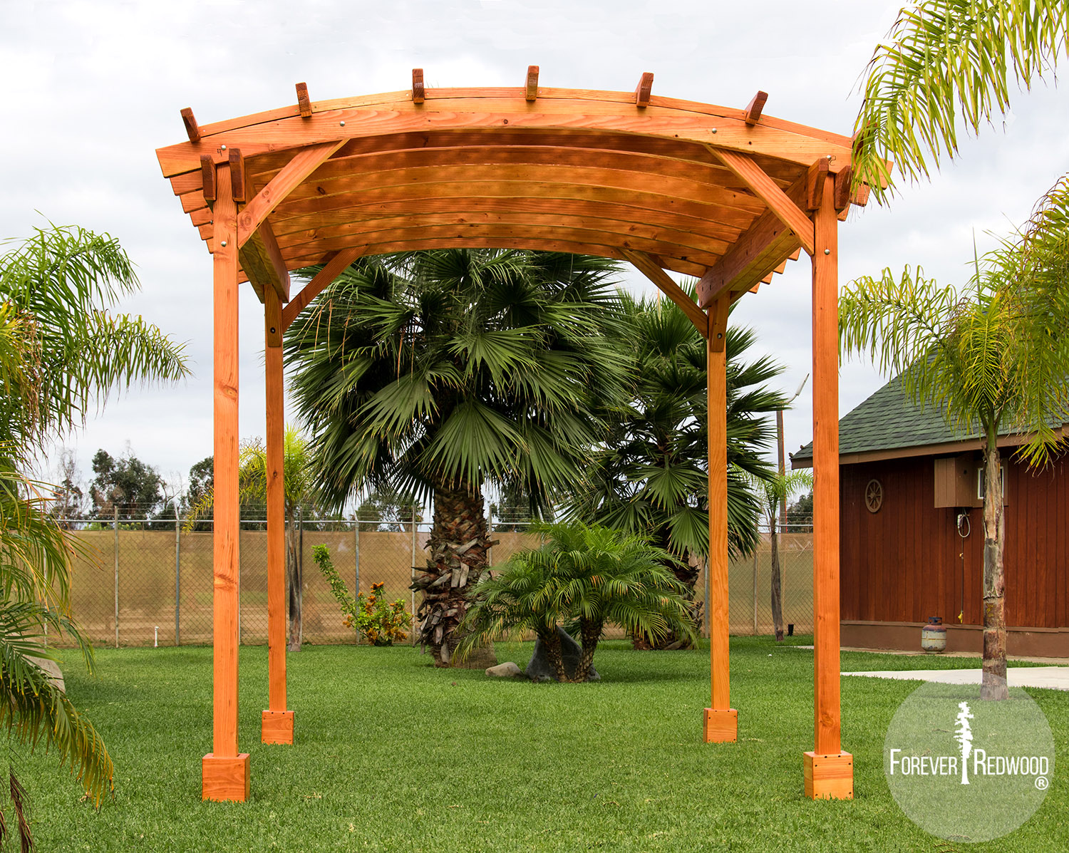 Small Arched Pergola Kits: Redwood Arched Garden Pergolas